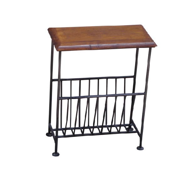 Sheesham Wood Magazine Rack and Table with a Metal Frame