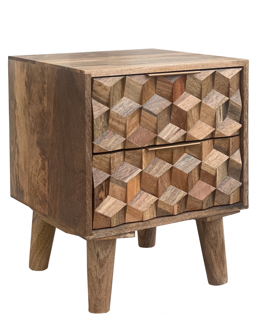 Geometric 2 Drawer Bedside Table