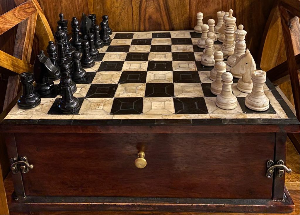 Hand Carved Buffalo Bone& Horn Chess Set