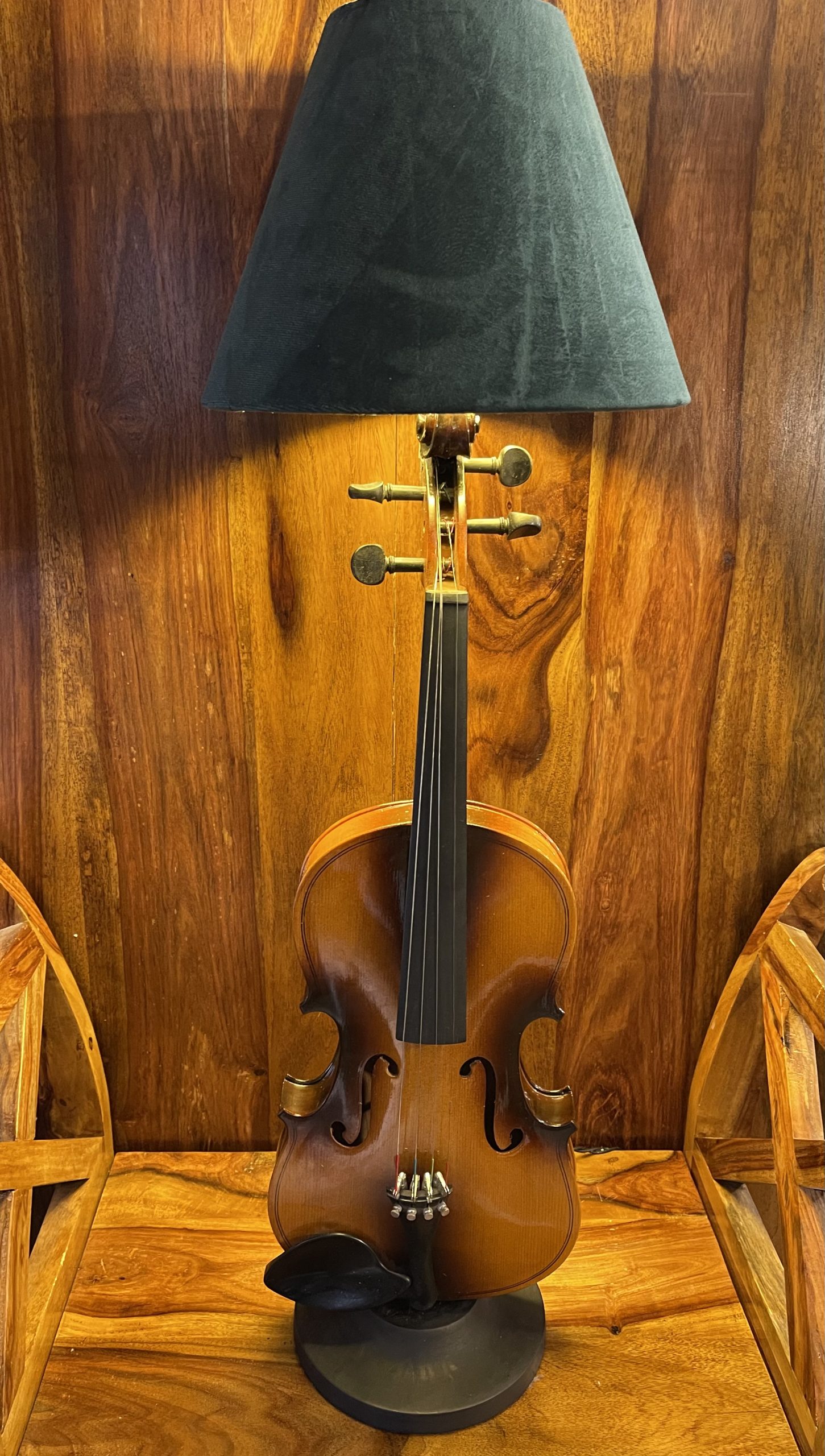 Handcrafted Violin Lamp with Velvet Shade