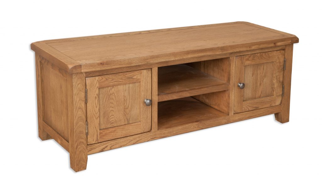 Solid Rustic Oak Wood TV stand 2 Doors 2 Shelves – Scape Interiors West Ltd